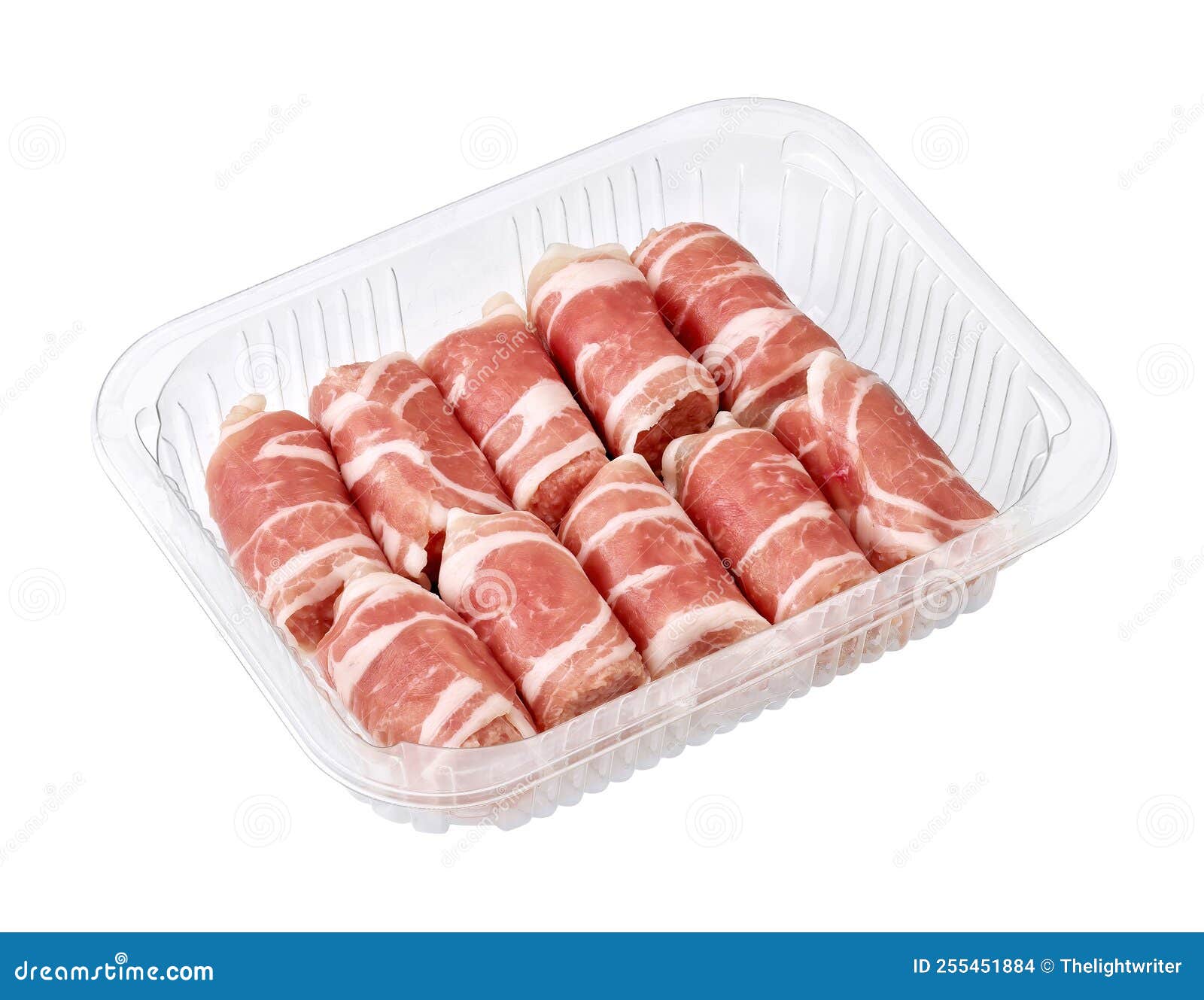 Package of Raw Meat Roll Slavink Isolated on White Background Stock ...