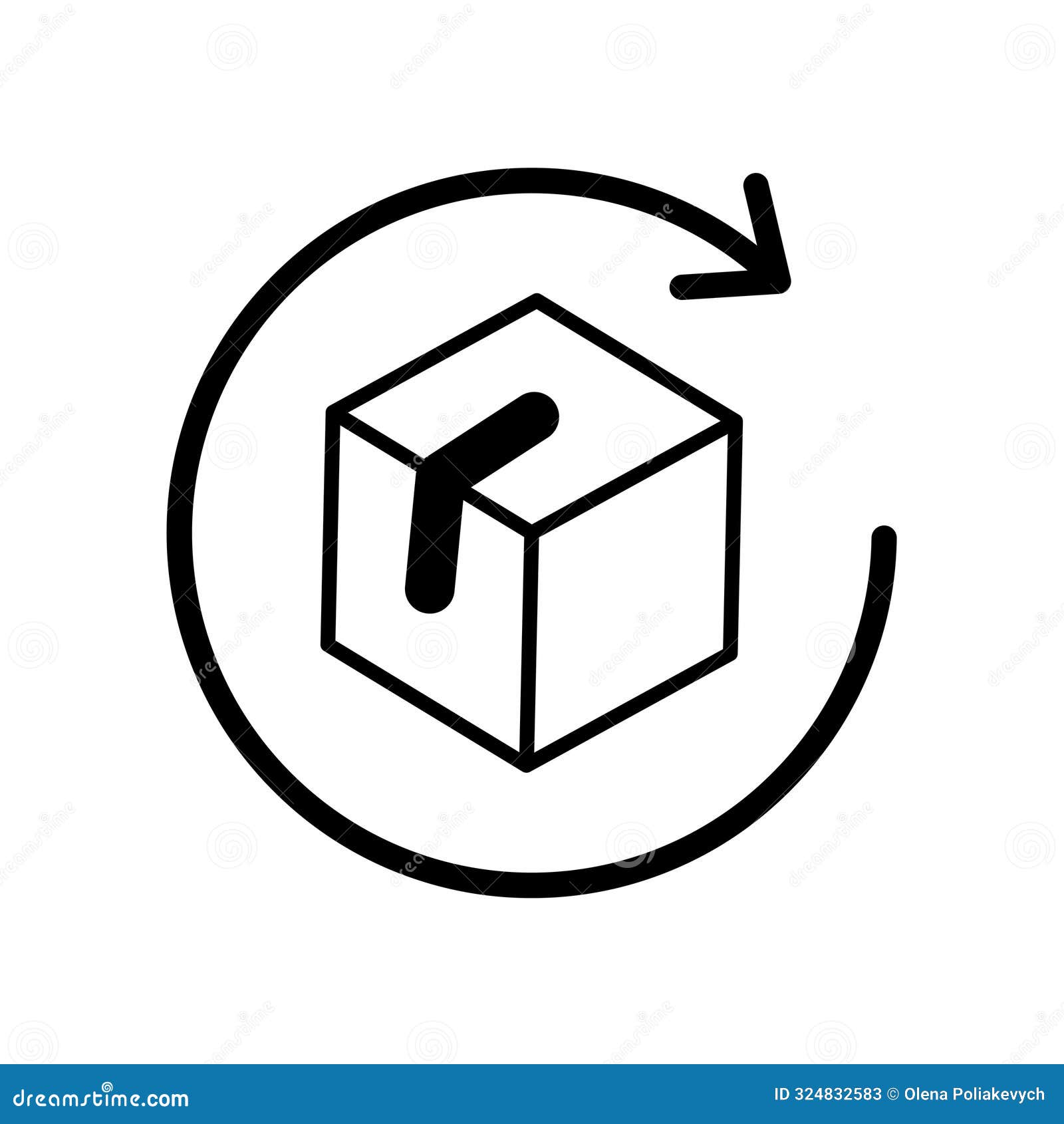 Package Return Icon. Black Outline Design. Circular Arrow Symbol ...
