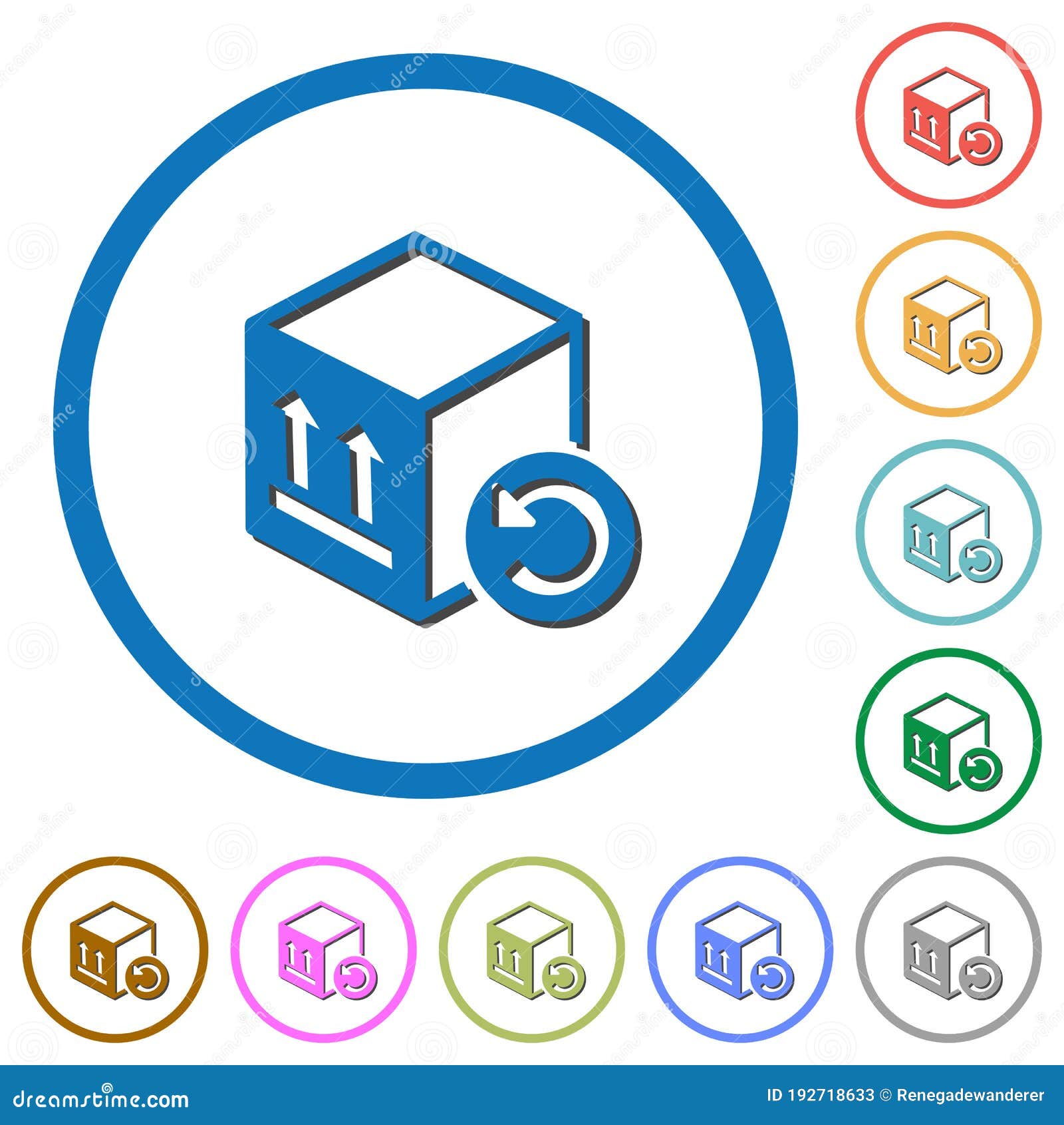 Package Return Icons with Shadows and Outlines Stock Vector ...
