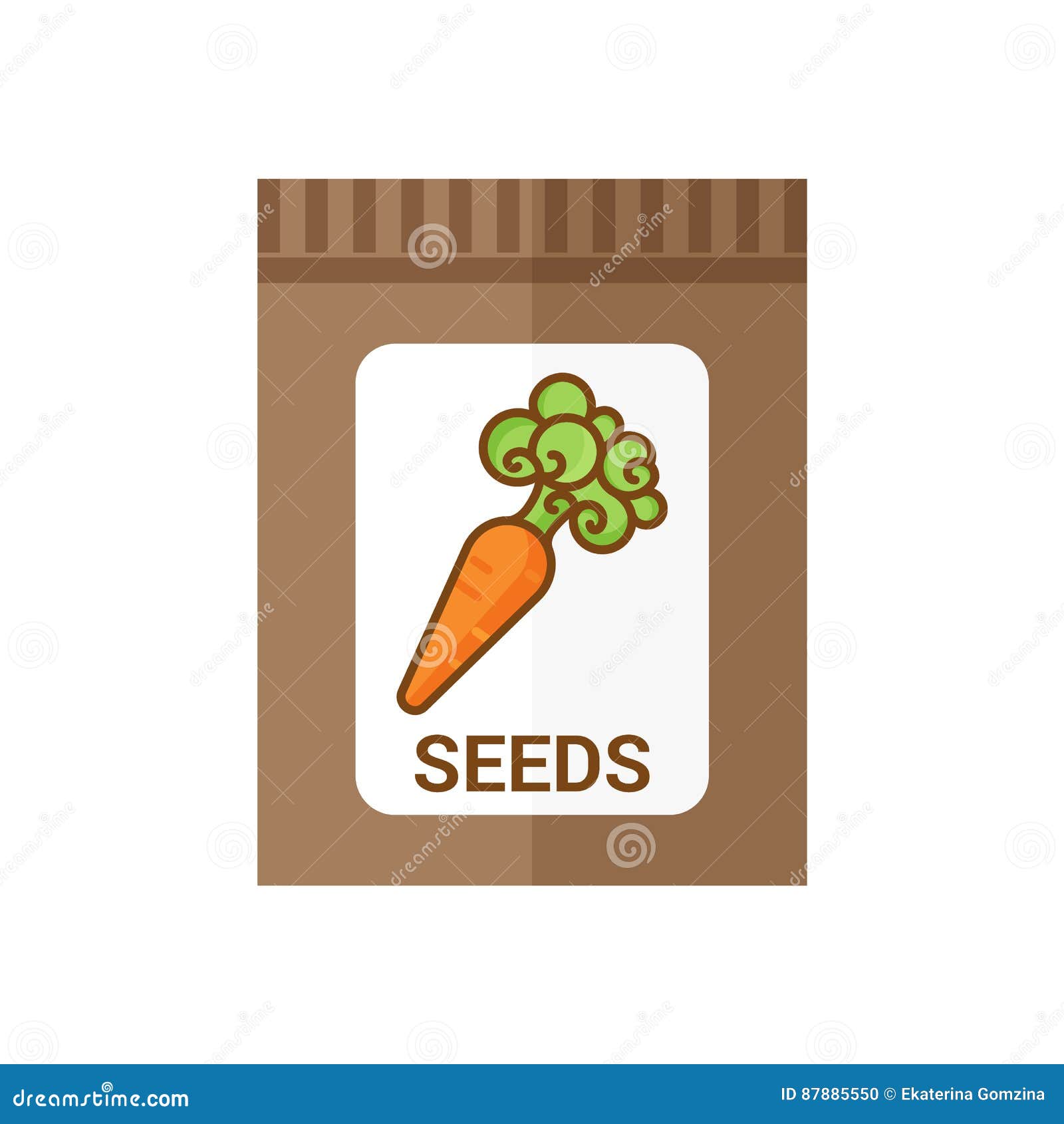 Package with Seeds of Carrot. Garden Work. Vector Icon in Flat Style ...