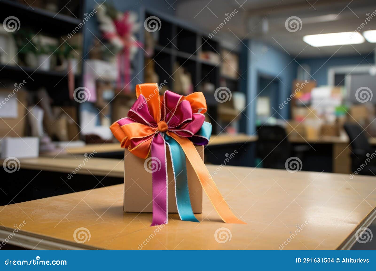 Package with a Special Recognition Ribbon on a Work Desk Stock Photo ...