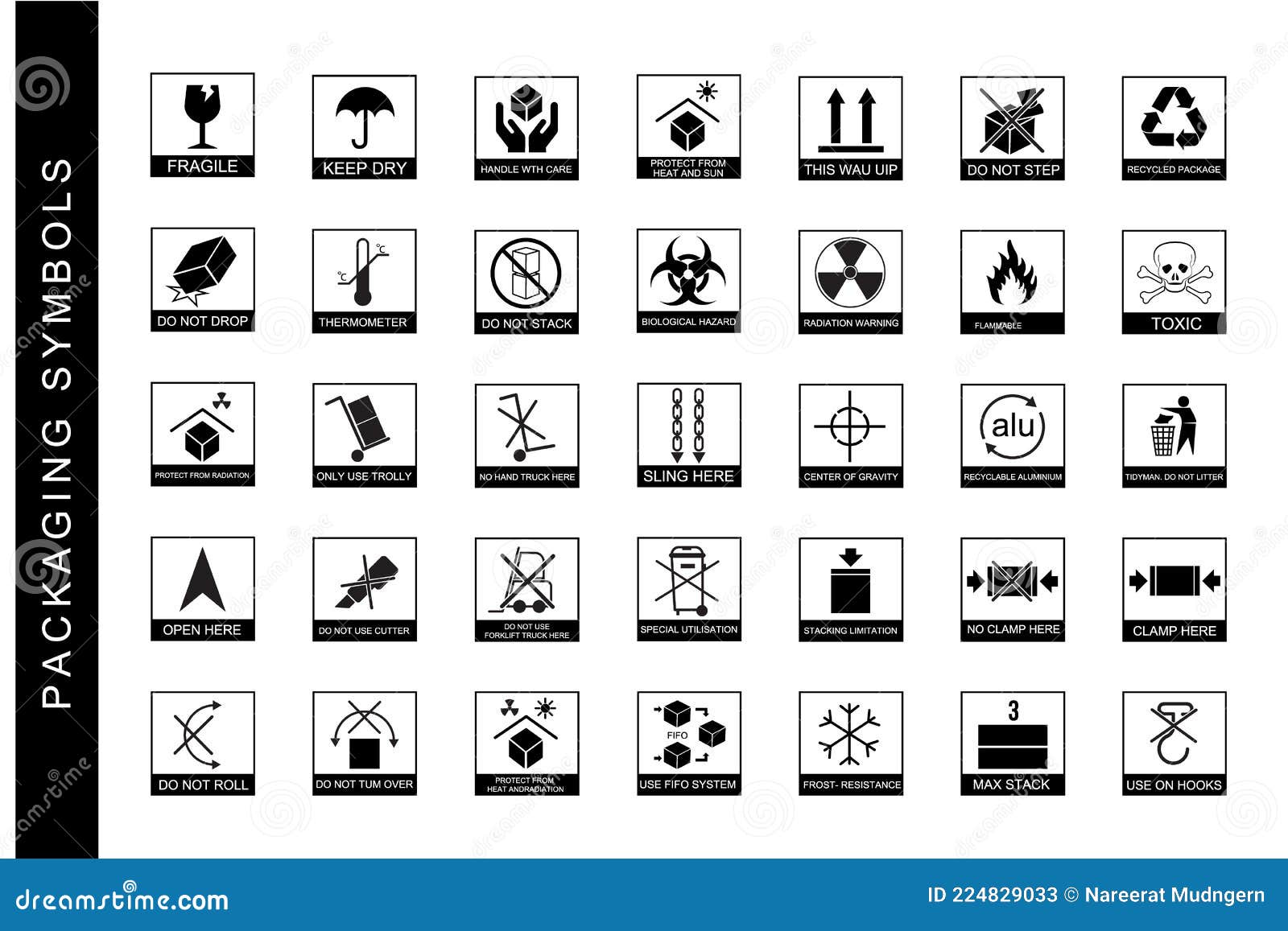 Package symbols icon set stock vector. Illustration of vector - 224829033