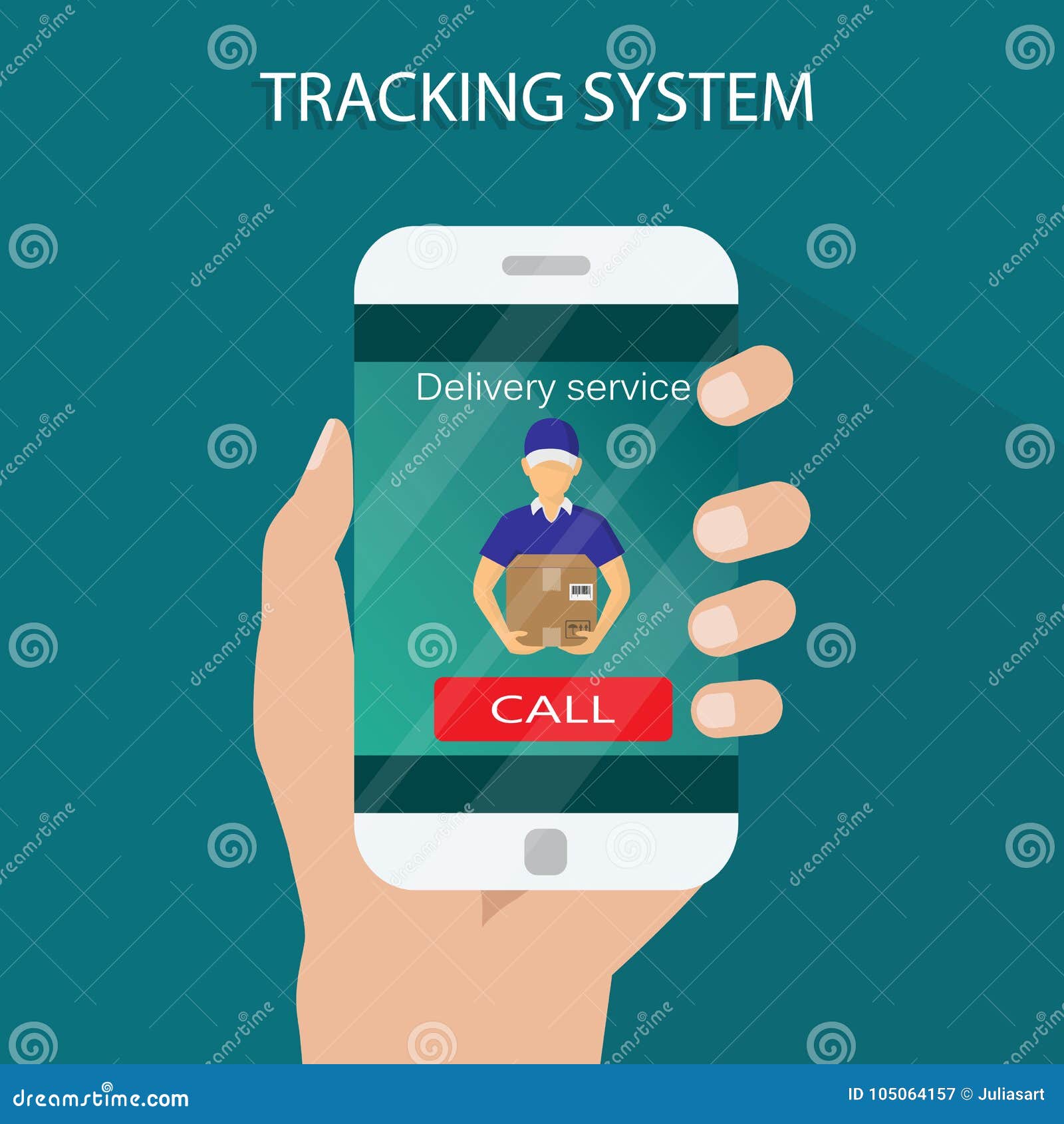 Package Tracking. Order Tracking App Concept. Hand Holding Stock Vector ...