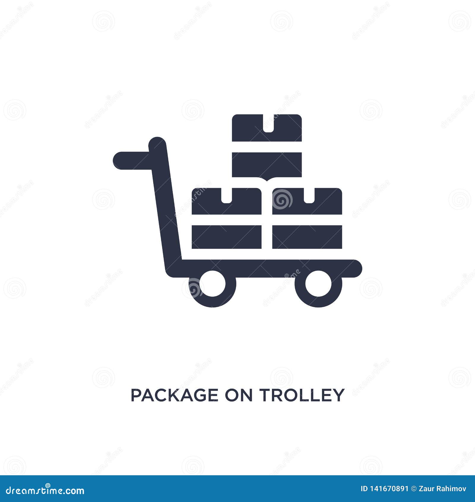 Package on Trolley Icon on White Background. Simple Element ...