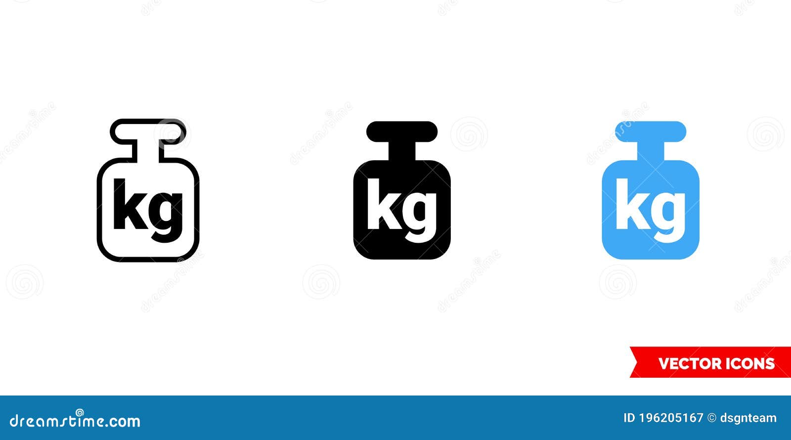 Package Weight Icon of 3 Types Color, Black and White, Outline ...