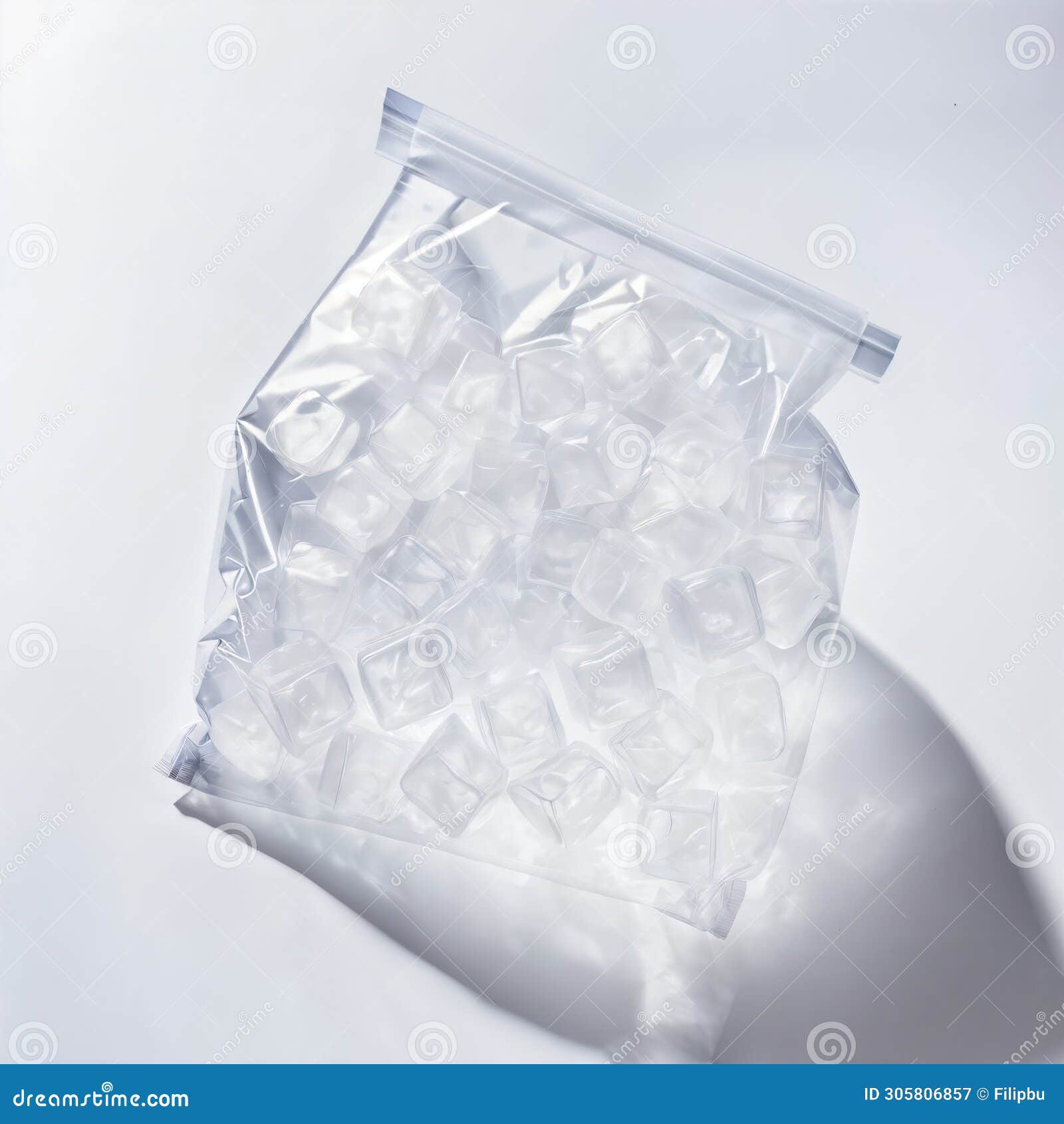 Packaged Bag of Ice with Shadow Isolated on White Background Stock ...