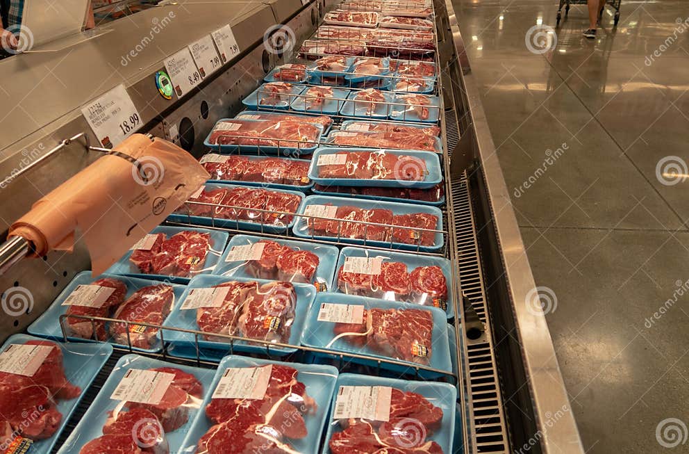 Packaged Beef on Display editorial stock photo. Image of food - 183304243
