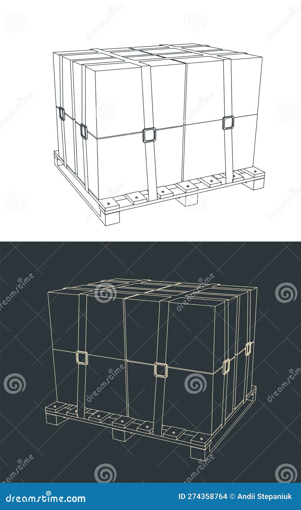 Packaged Cargo Fixed On Pallet Cartoon Vector | CartoonDealer.com ...