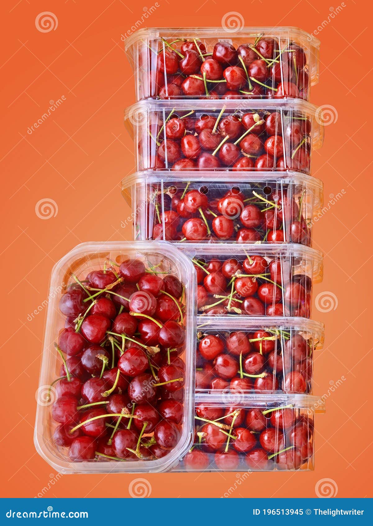 Packaged Cherries in a Studio Setting, Isolated on White Stock Image ...