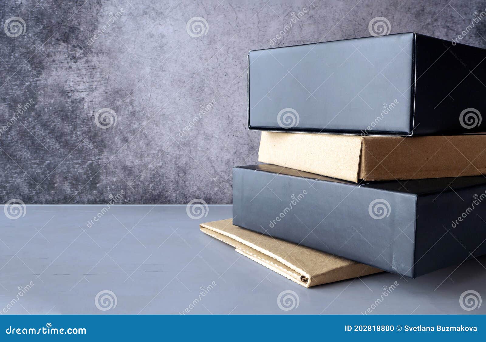 Packaged Goods or Parcels are Stacked on the Table. Clean Space for ...