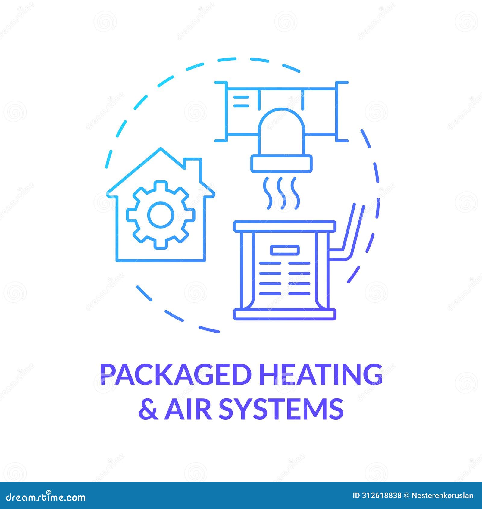 Packaged Heating and Air Systems Blue Gradient Concept Icon Stock ...