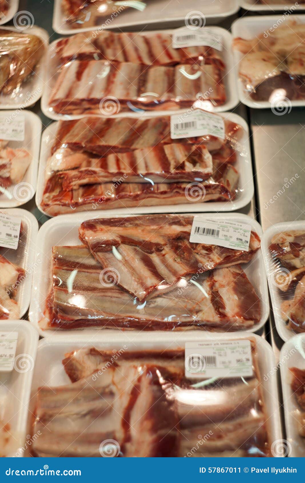 Packaged Meat in the Supermarket Stock Image - Image of piece, pork ...
