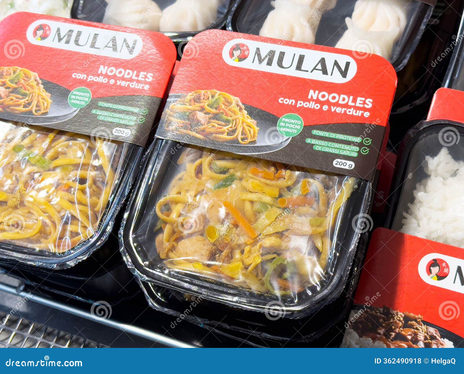 Packaged Mulan Noodles With Chicken And Vegetables In Store Display ...