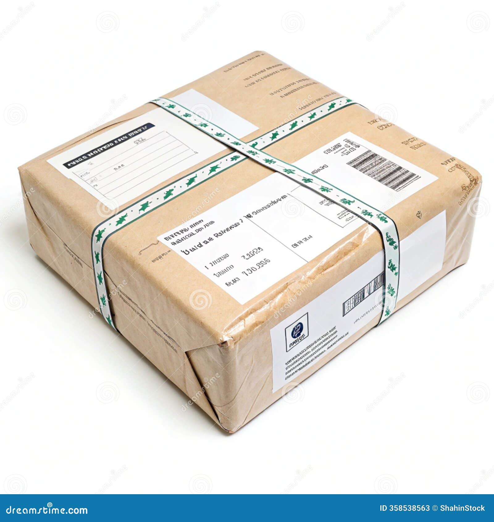 Packaged Parcel. White Paper And Gray Ribbon With A Bow. Royalty-Free ...