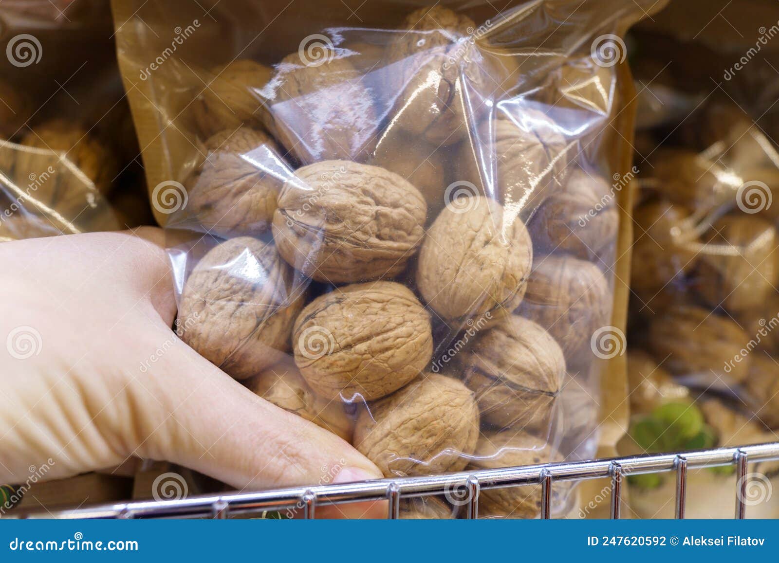 Packaged Snacks Walnuts on the Shelves of the Hypermarket. a Healthy ...