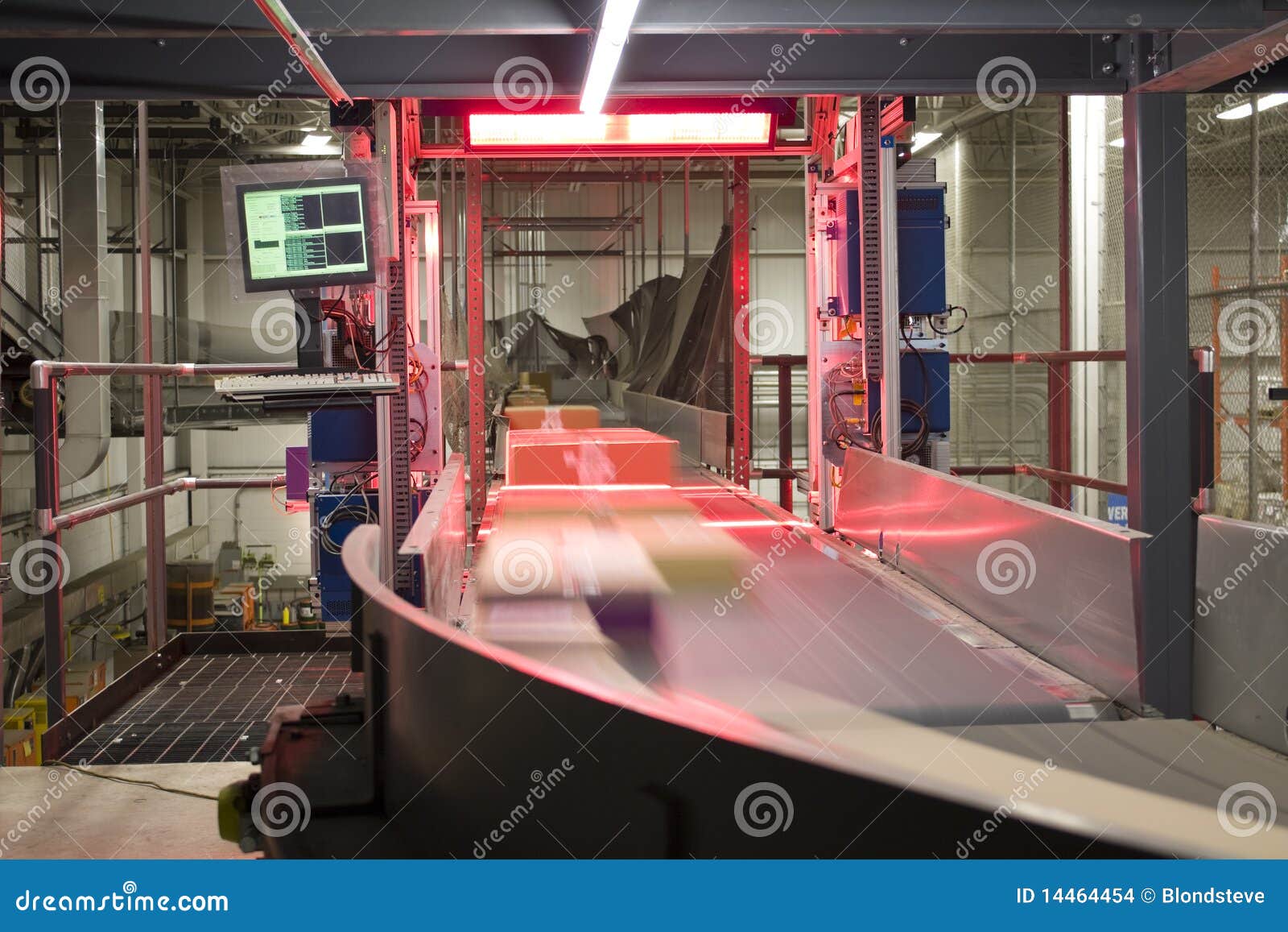 Packages Being Scanned and Distributed on Conveyor Stock Photo - Image ...