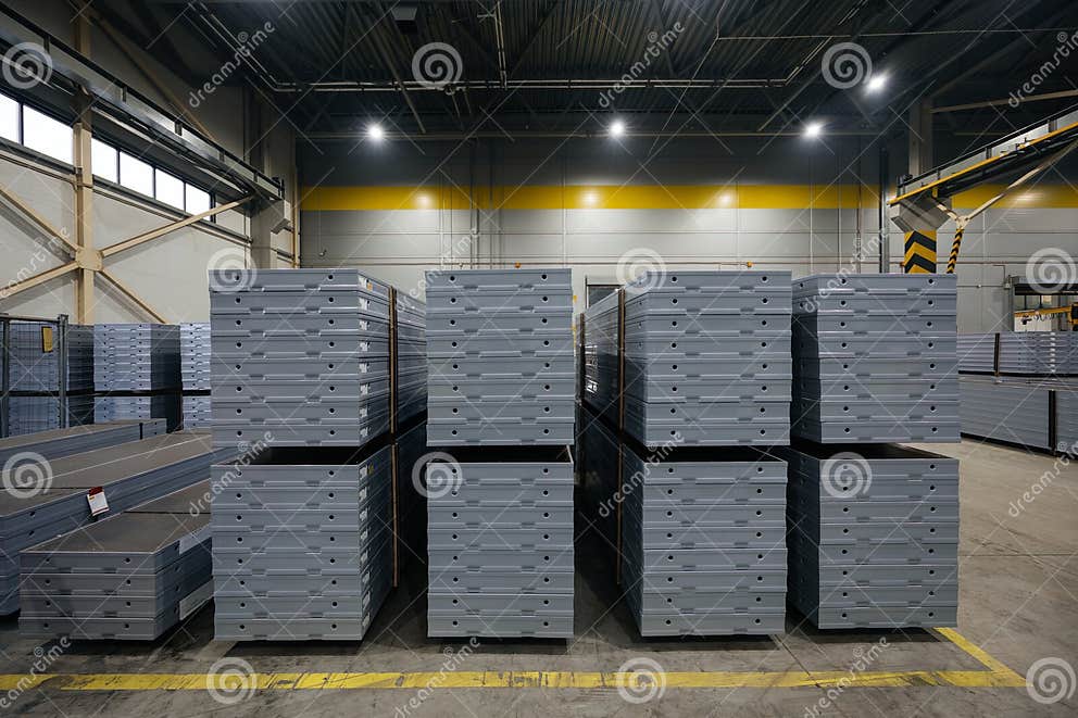 Packages of Construction Formwork. Construction Materials Stacked in ...