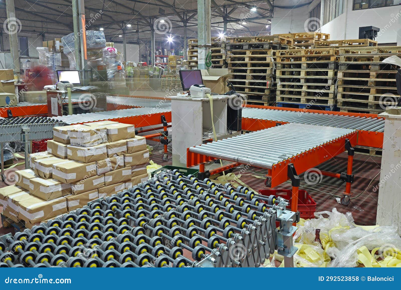 Packages Conveyor Sorting Warehouse Stock Photo - Image of conveying ...