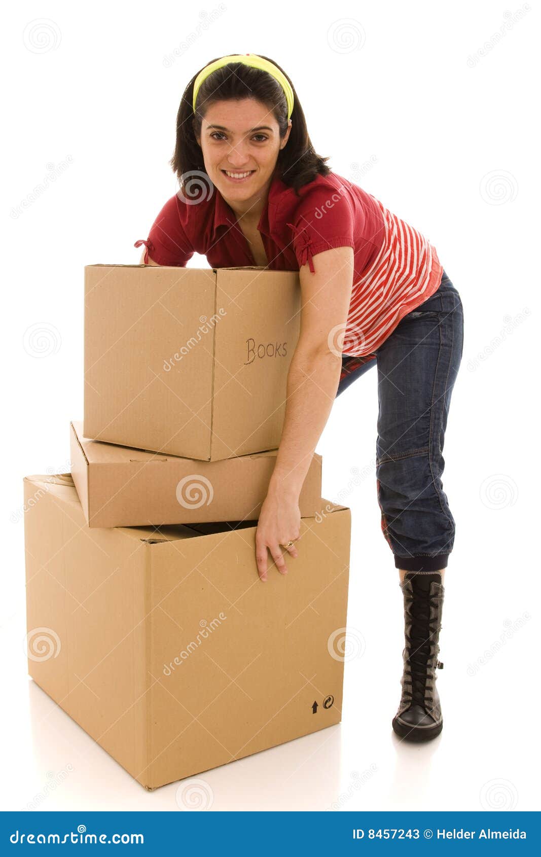 Packages for house moving stock image. Image of hold, female - 8457243