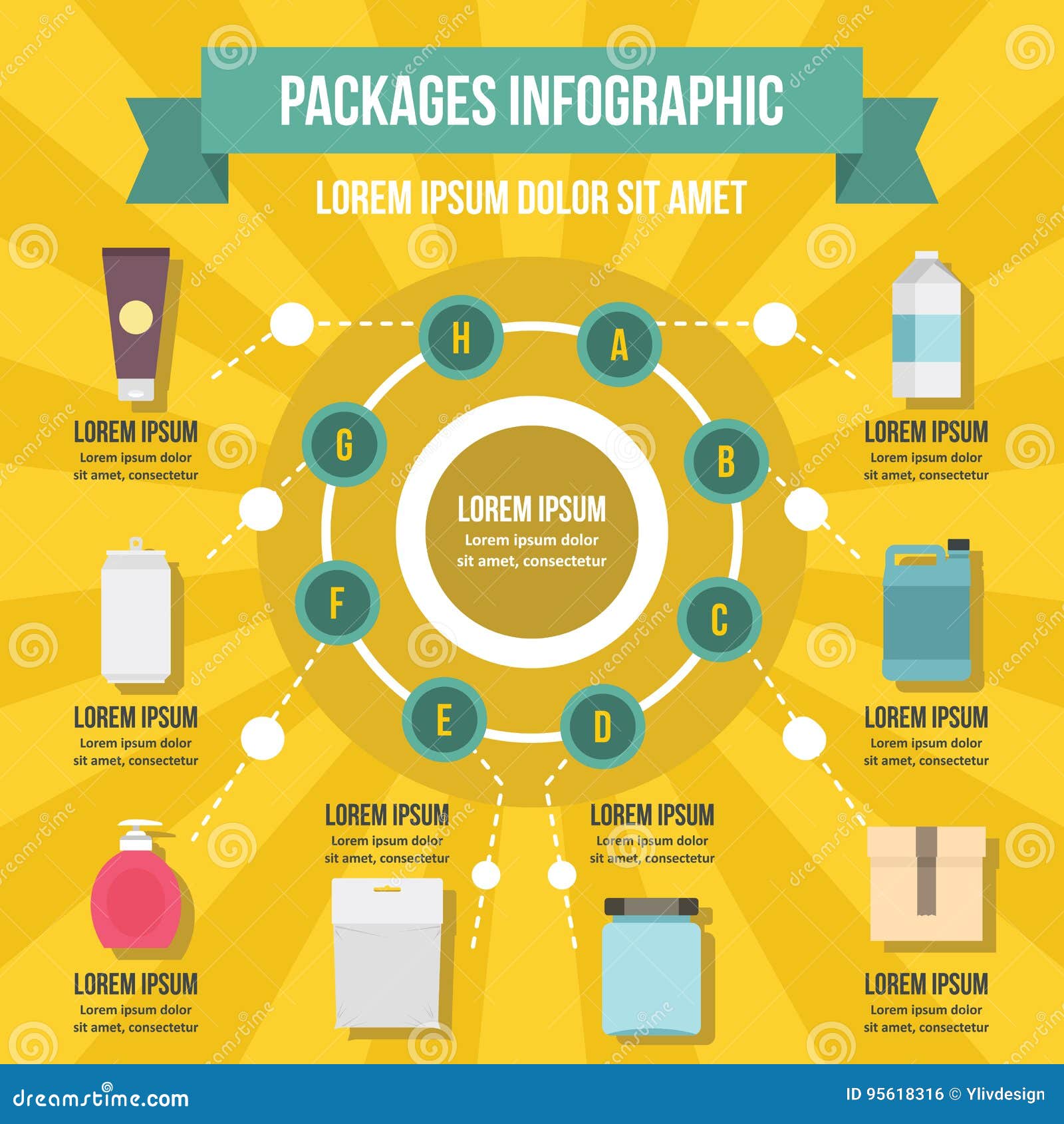Packages Infographic Concept, Flat Style Stock Vector - Illustration of ...