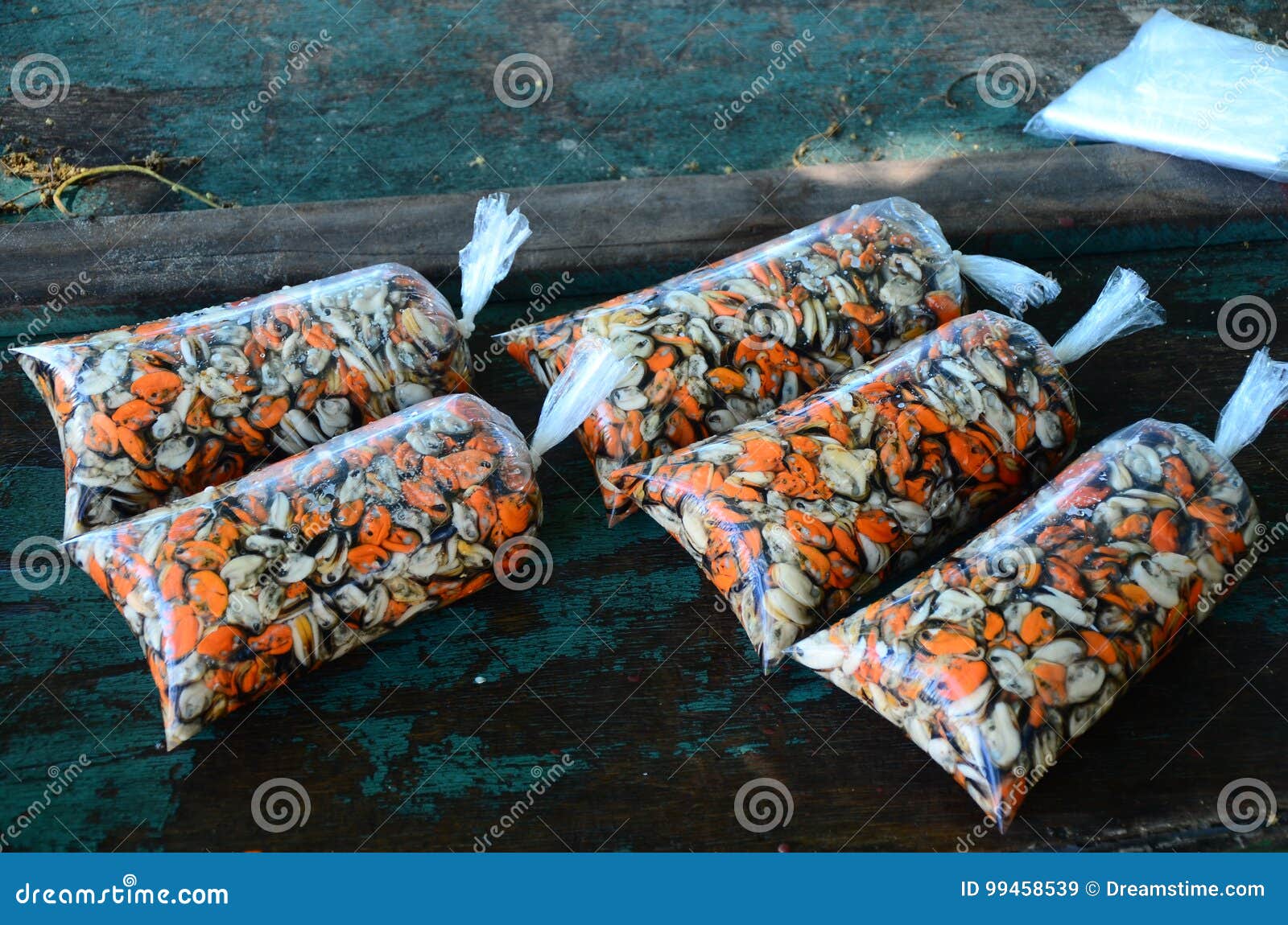 Packages of mussel stock image. Image of boat, packages - 99458539