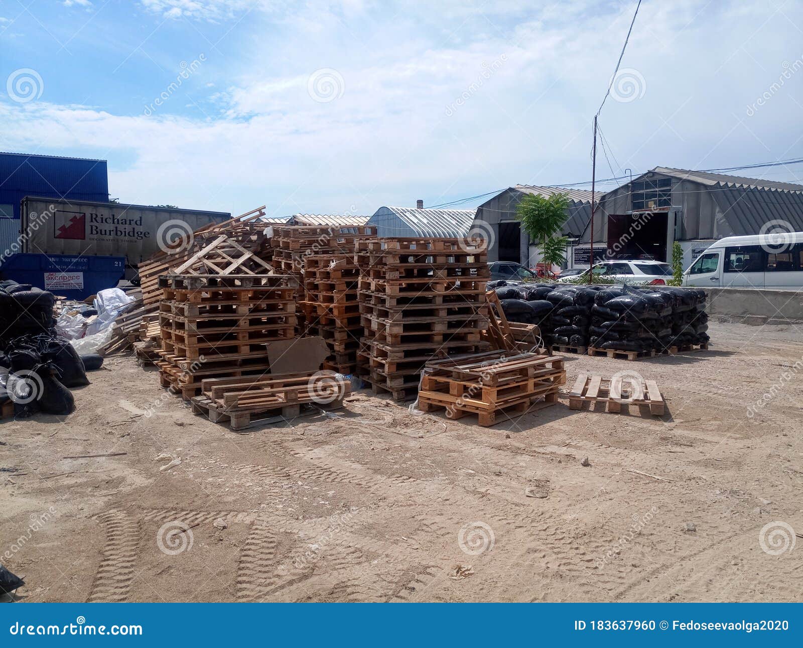 Packages with Rubble and Sand on Construction Site. Building Materials ...