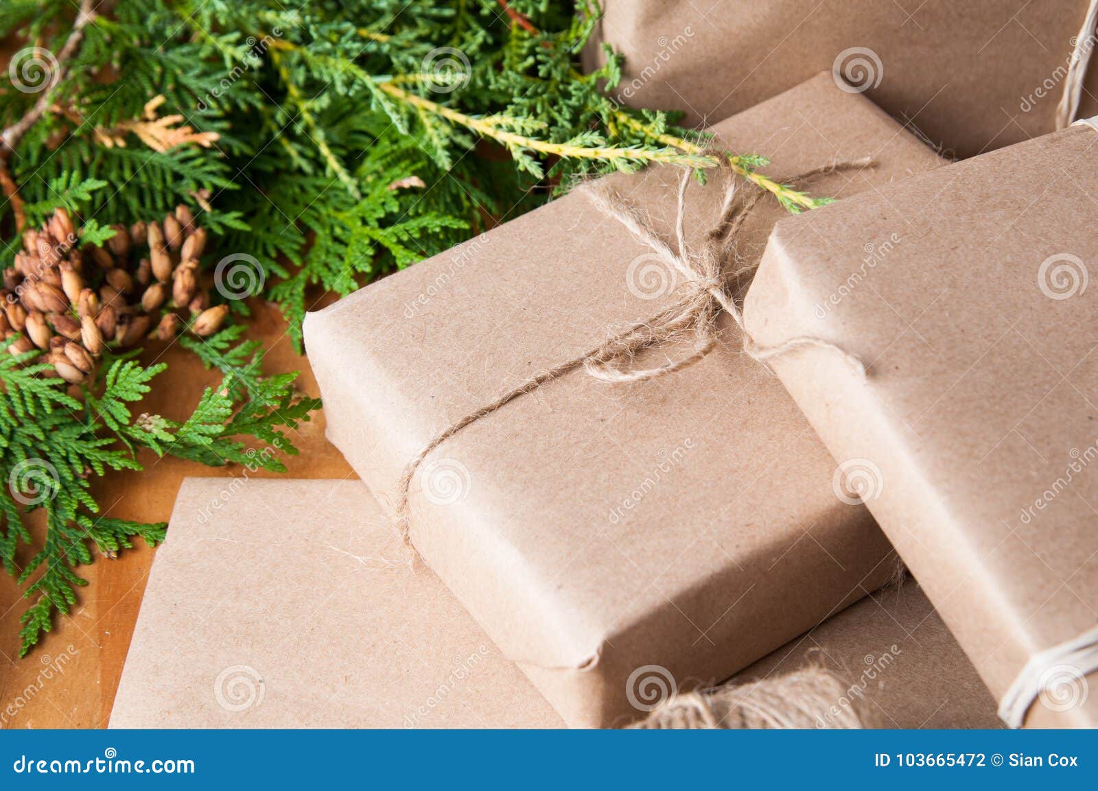 Brown Paper Packages Wrapped Up with String Stock Photo - Image of ...