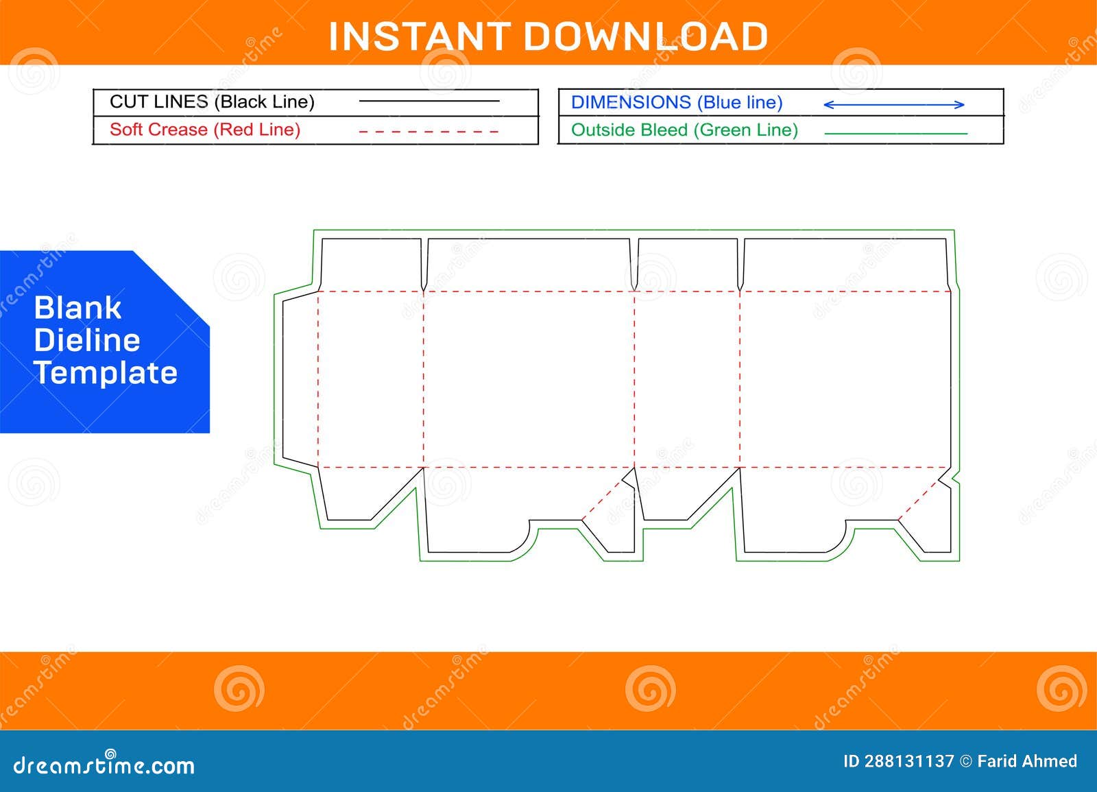 Packaging Auto Bottom Lock Tuck Top Box Dieline Template And 3D Box ...