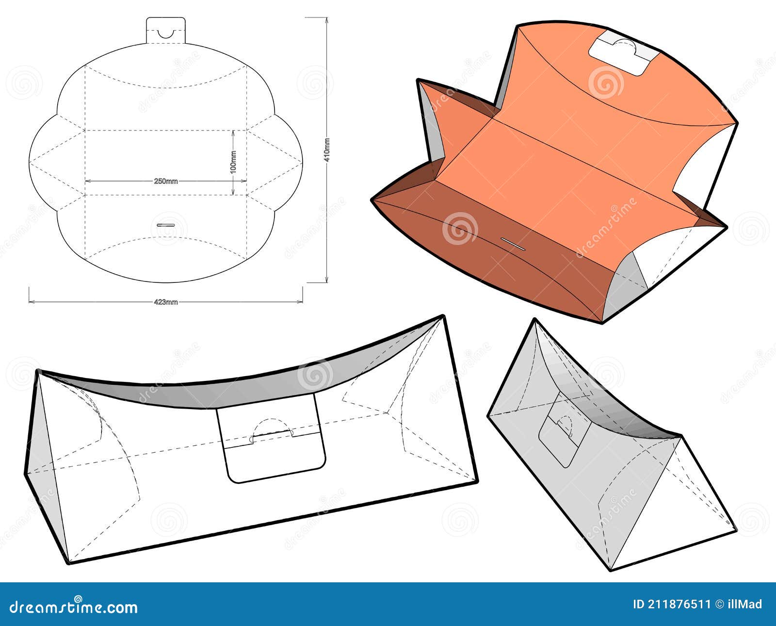 Packaging Bag and Die-cut Pattern. Stock Vector - Illustration of ...