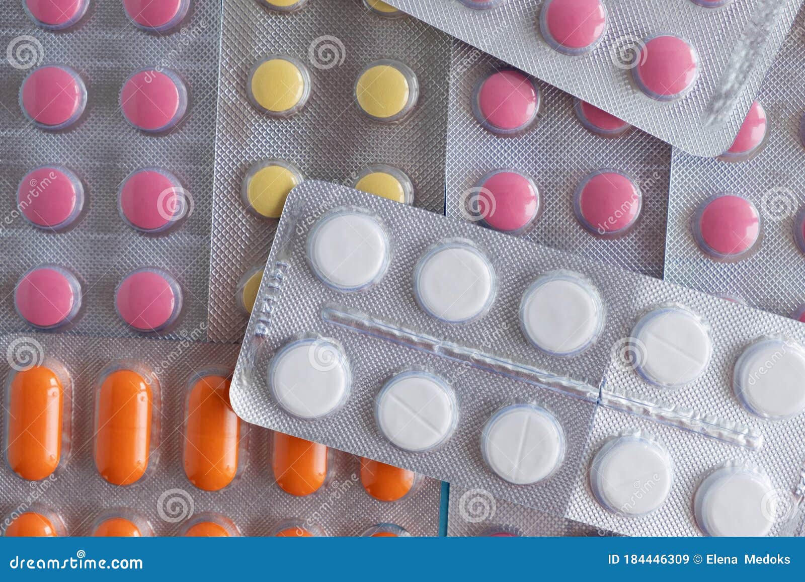 Packaging, Blisters with Multi-colored Tablets, Pills, Antibiotics ...