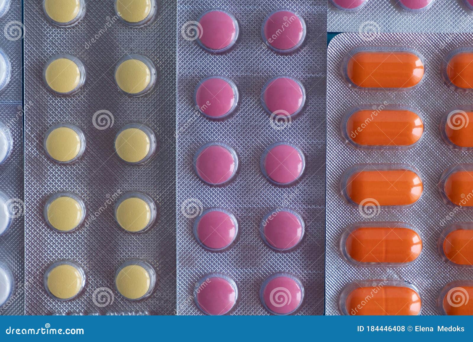 Packaging, Blisters with Multi-colored Tablets, Pills, Antibiotics ...