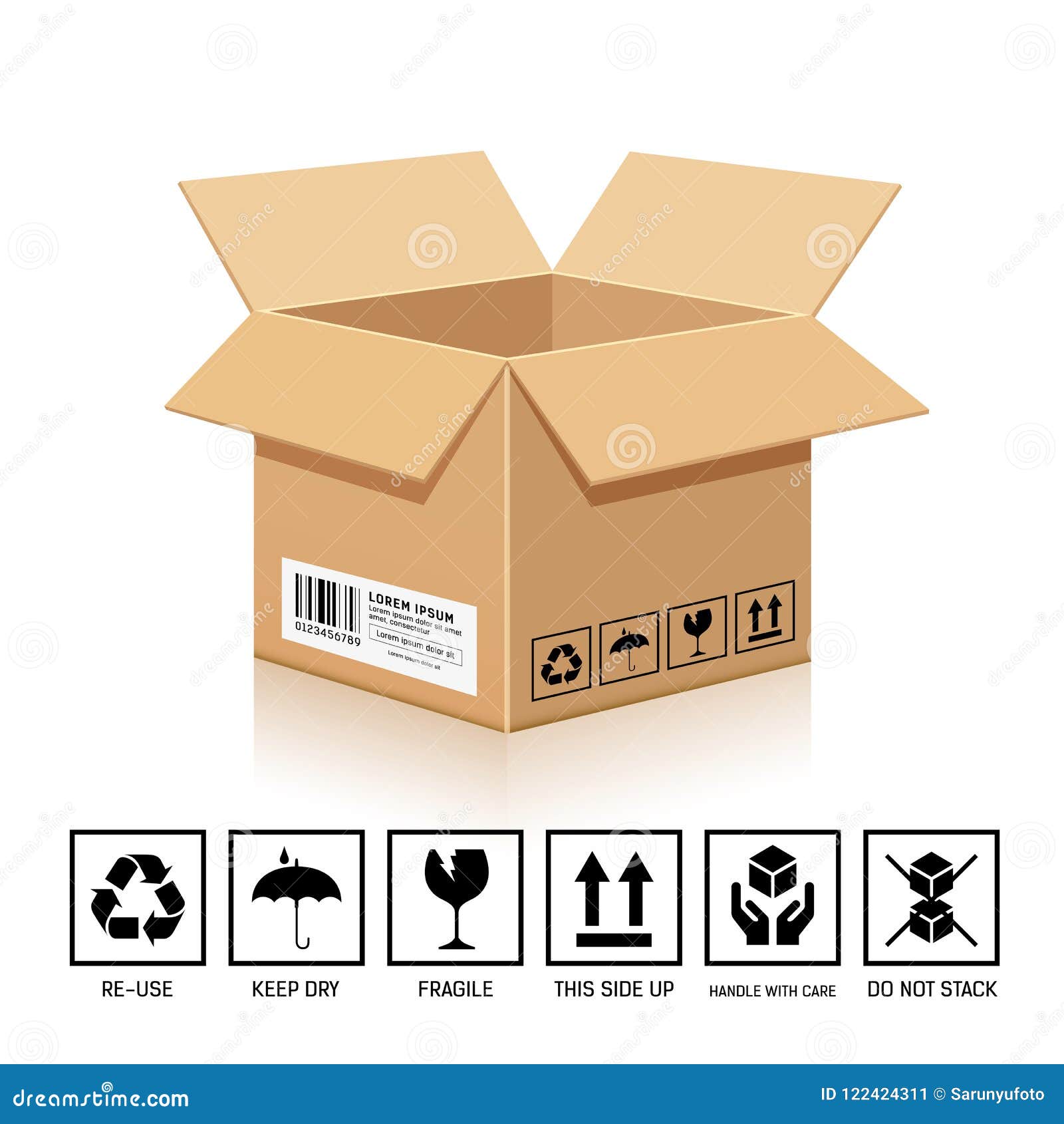 Packaging Box Brown Color, with Symbol Isolated Stock Vector ...