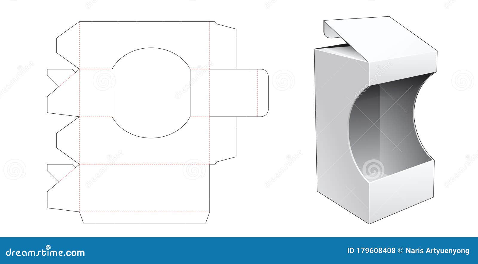 Packaging Box with Curve Display Window Die Cut Template Stock Vector ...