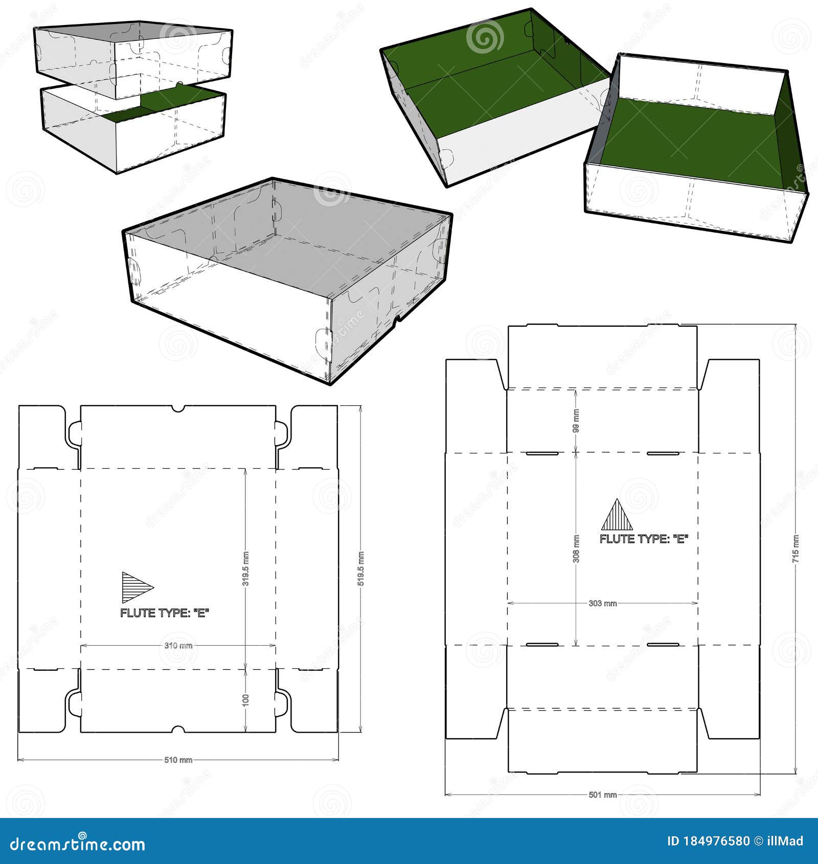 Packaging Box and Die-cut Pattern. Stock Vector - Illustration of cake ...
