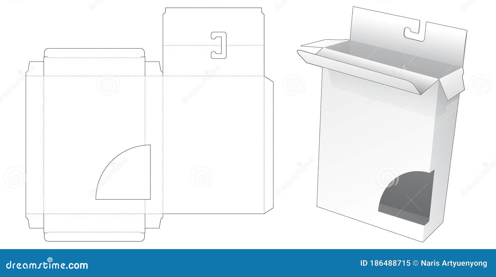 Hang Tab Window Box Template, Vector With Die Cut / Laser Cut Layers ...