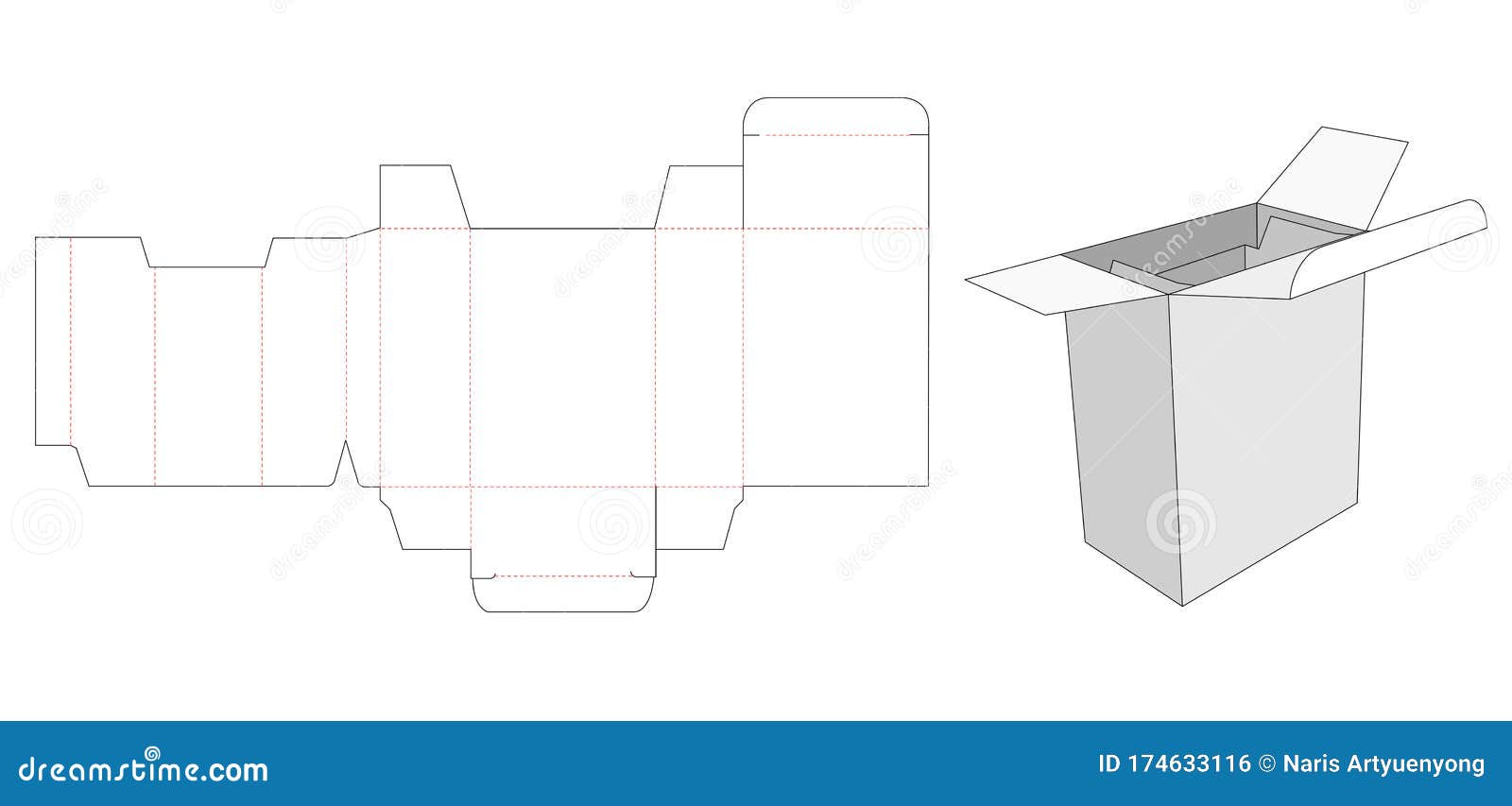 Packaging Box And Lid With Insert Die Cut Template Cartoon Vector ...