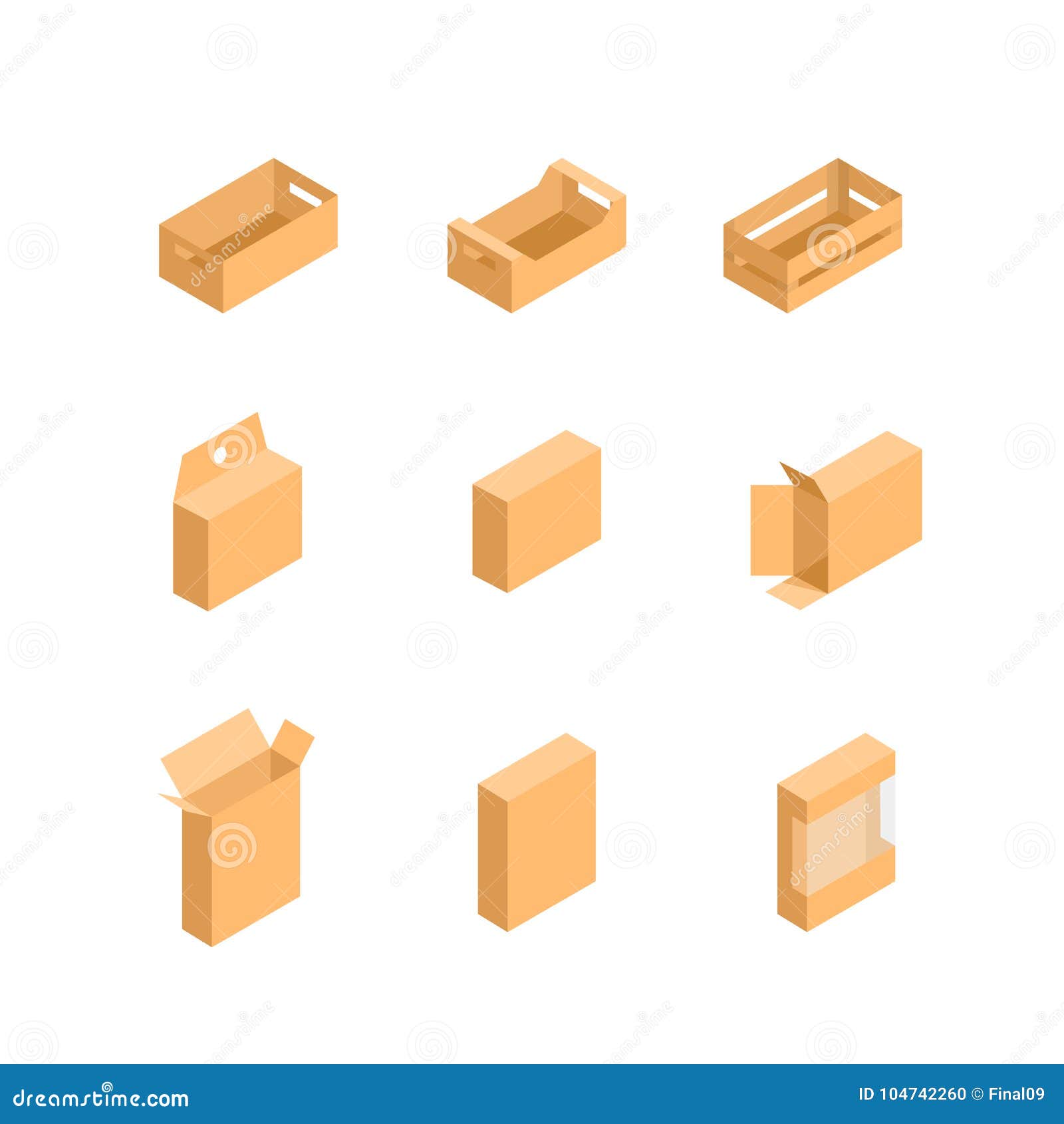 Packaging Box. Isometric Set Images Stock Vector - Illustration of ...