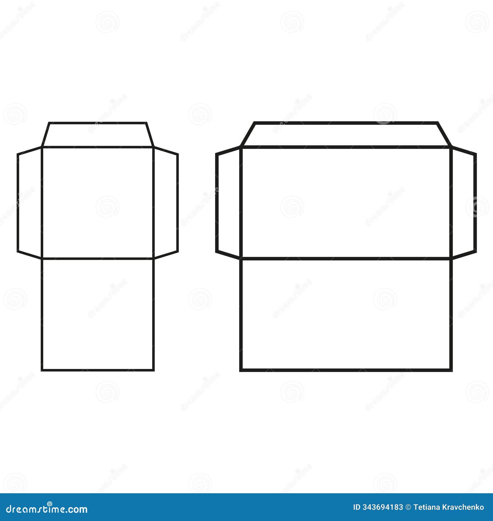 Packaging Box Outline. Folding Carton Shape. Empty Box Vector. Black ...