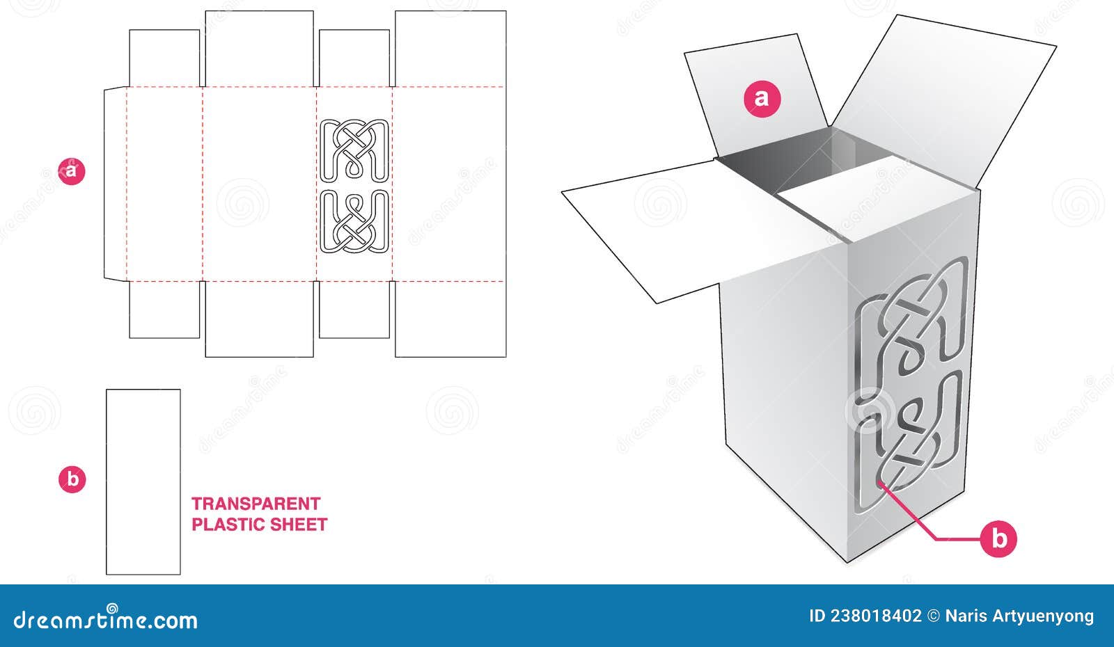 Packaging Box with Stenciled Curved Line and Plastic Sheet Die Cut ...