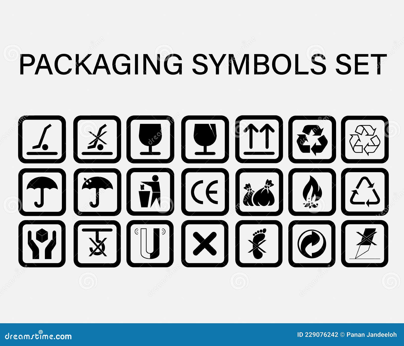 Packaging Box Symbols Collection Set Vector Stock Vector - Illustration ...