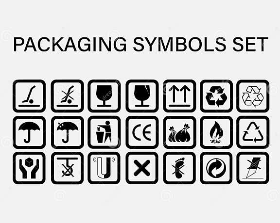 Packaging Box Symbols Collection Set Vector Stock Vector - Illustration ...