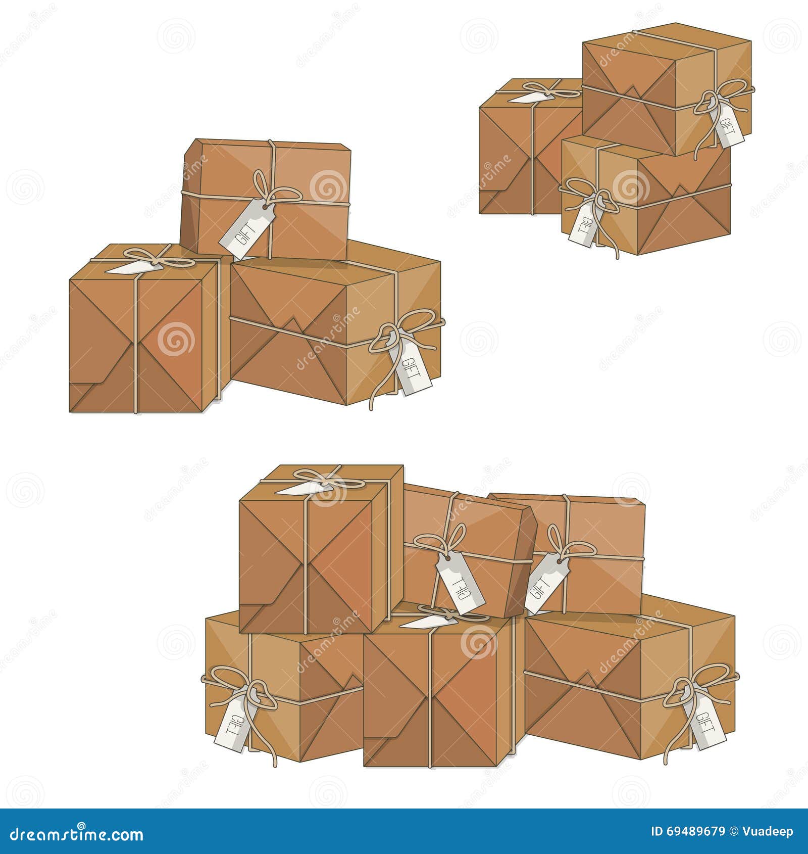 Packaging Boxes with Gift Tag Stock Vector - Illustration of product, board: 69489679