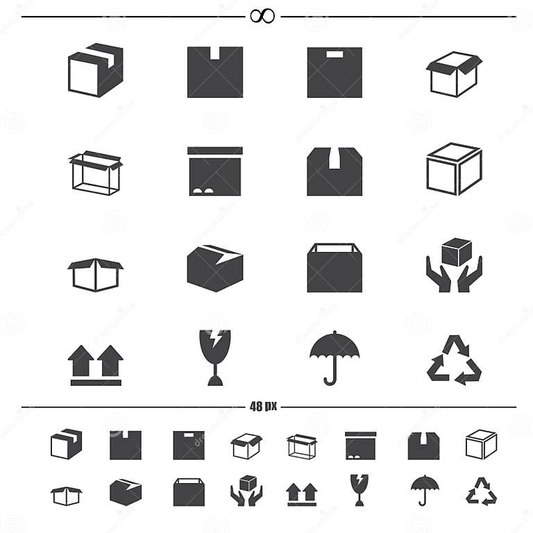 Packaging boxes icons stock vector. Illustration of element - 44342493