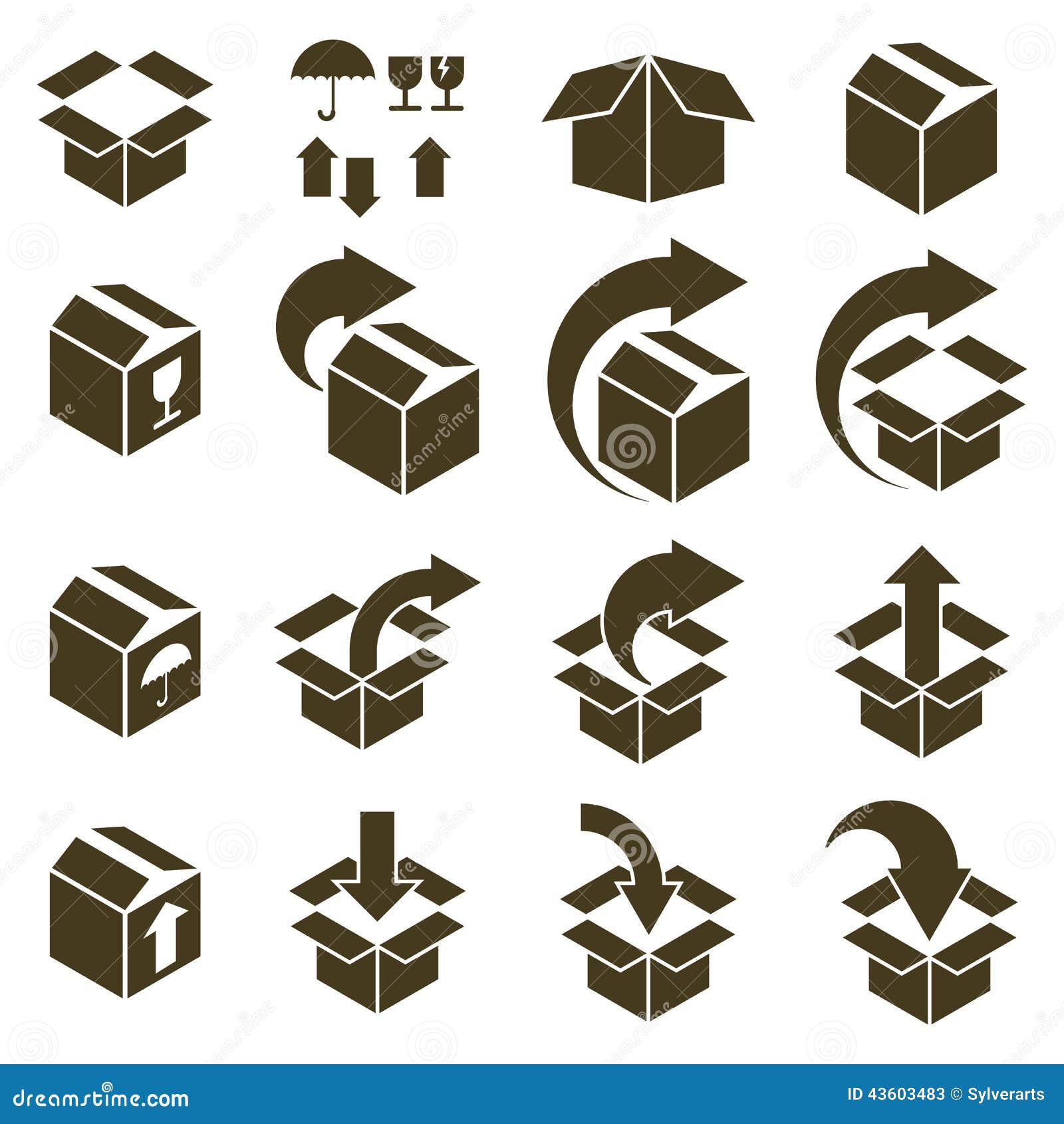 Packaging Boxes Icons Isolated On White Background Vector Set, P ...