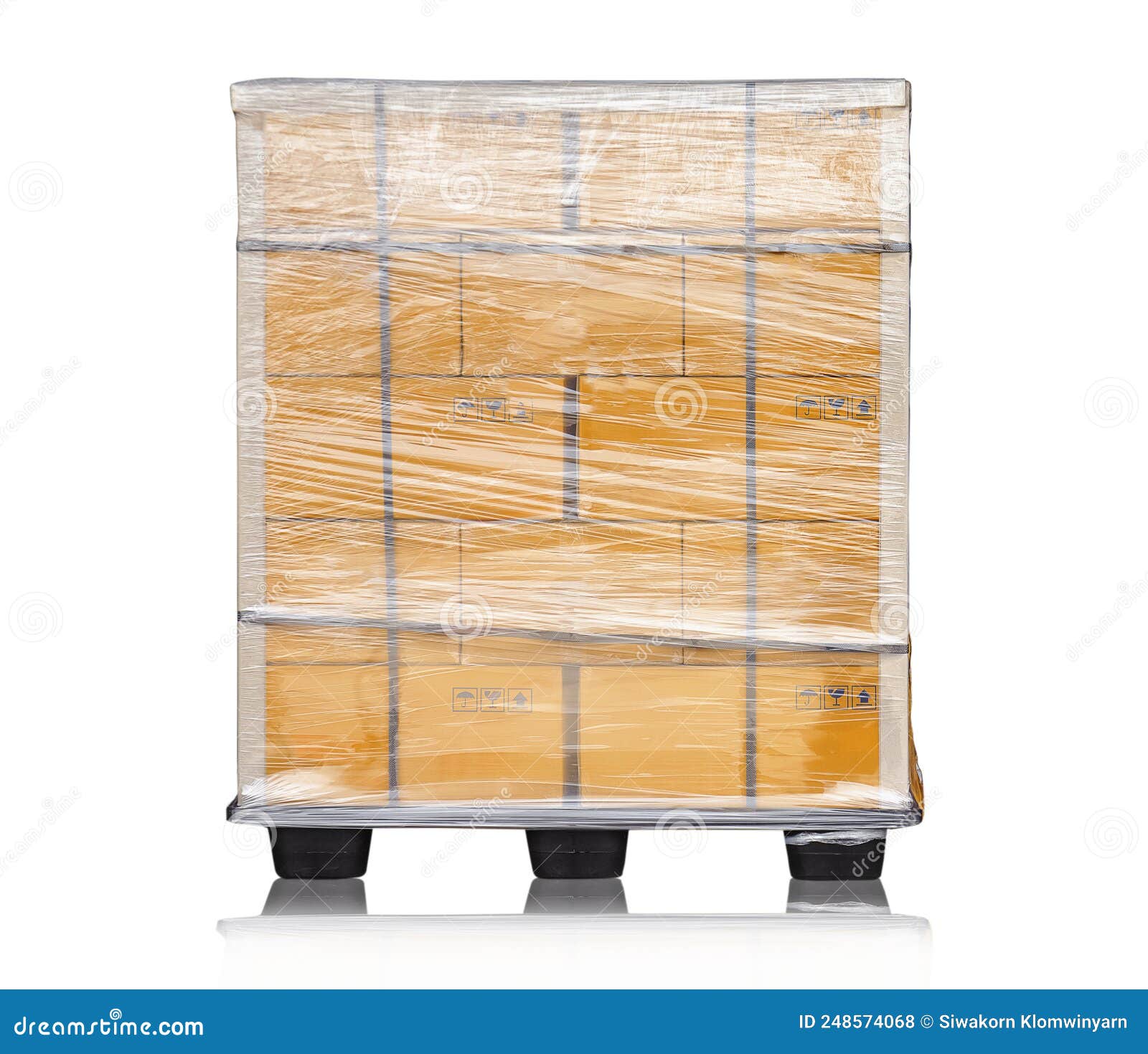 Packaging Boxes Stacked Wrapped Plastic with L-shape Pallet Corrugated ...