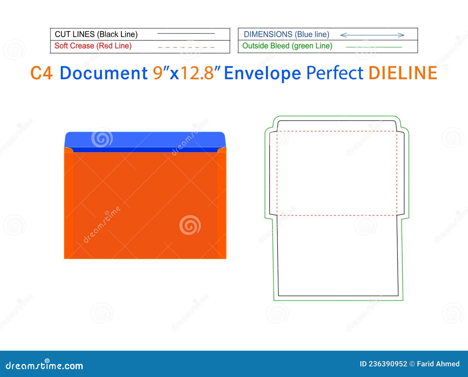 Packaging Document Envelope 10x15 Inch Dieline Template And 3D Envelope ...