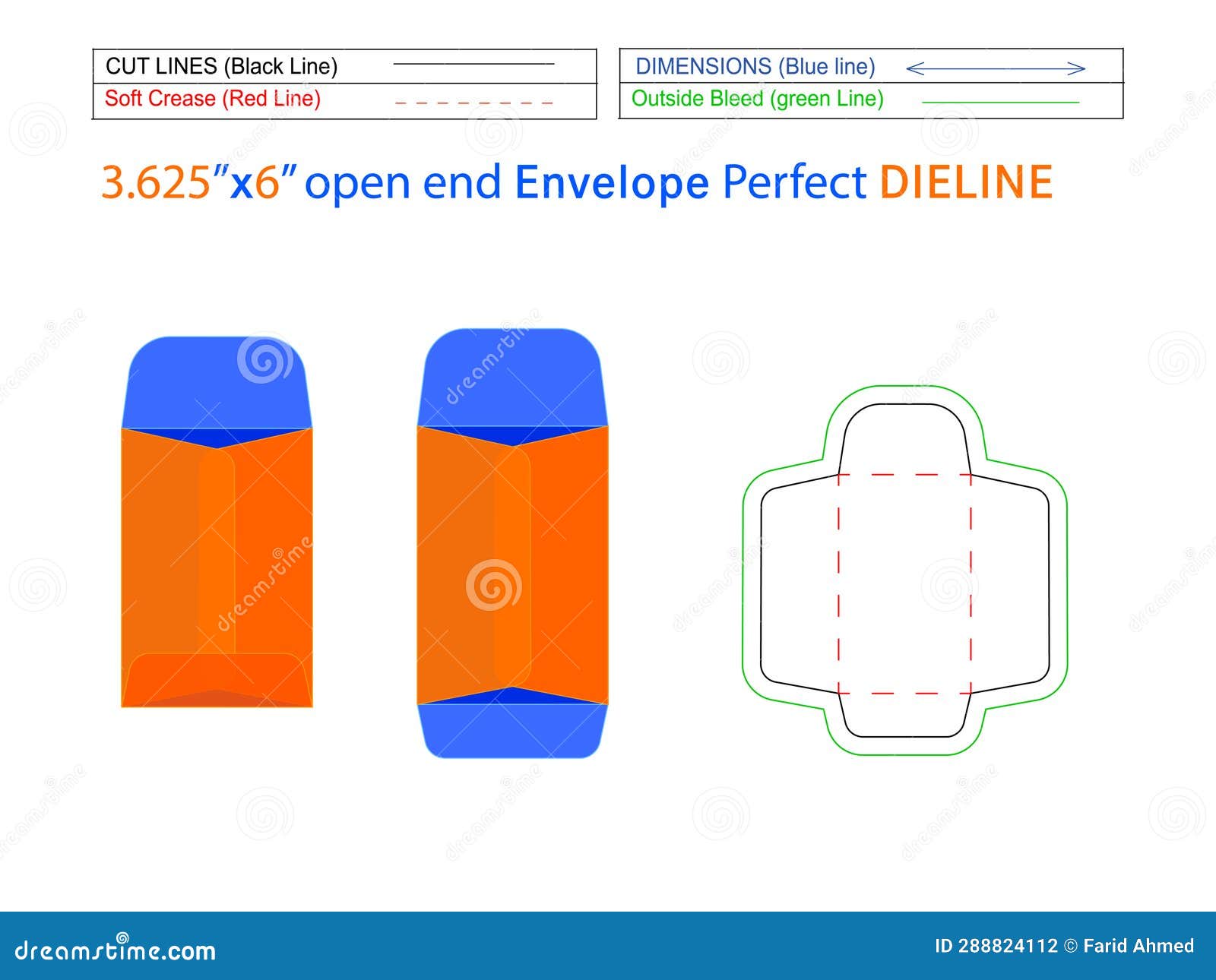 Packaging Catalogue Envelope or Open End Envelope 3.625x6 Inch Die Line ...