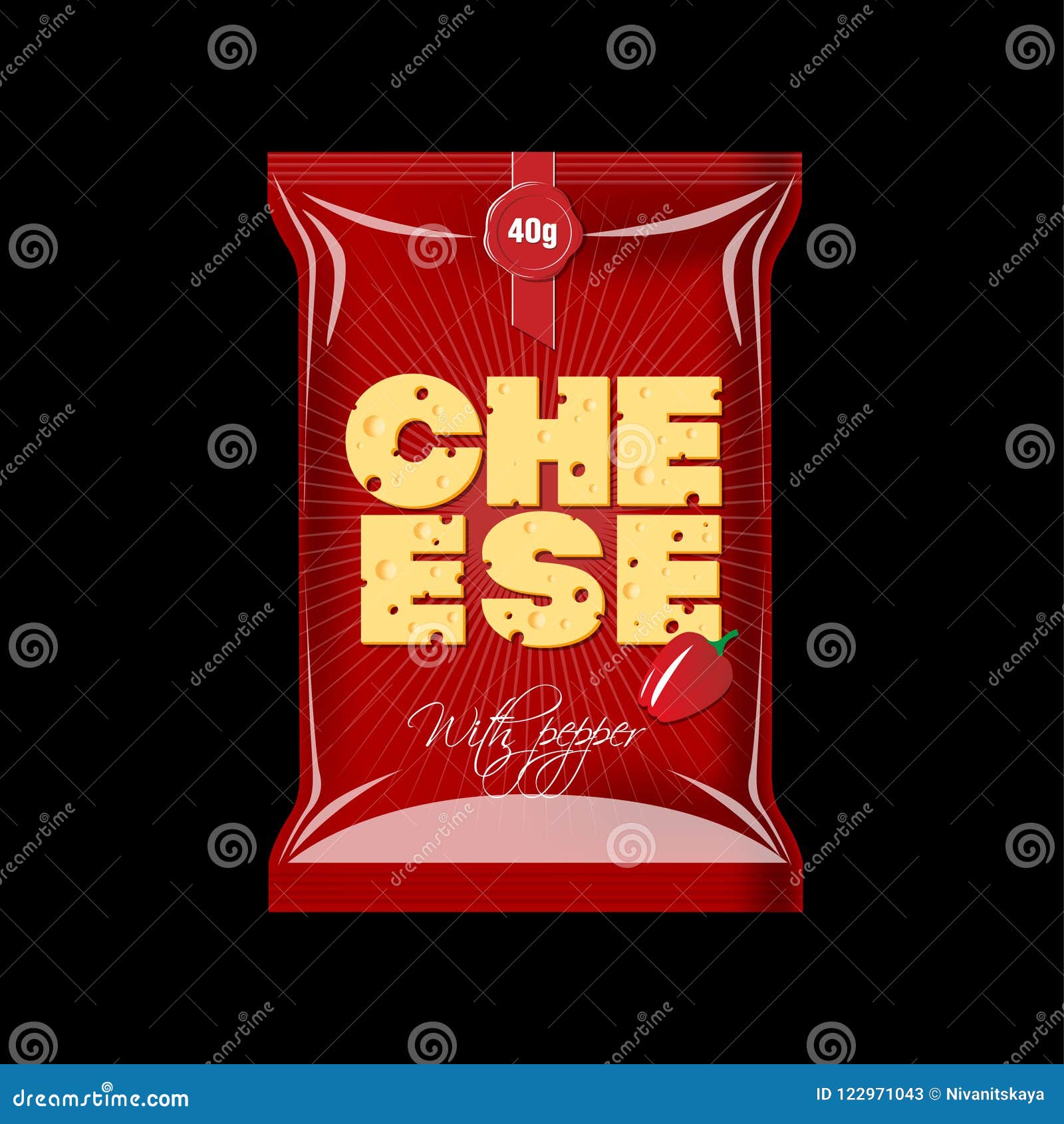 Packaging for Cheese. Beautiful Letters with a Cheese Texture on a Red ...