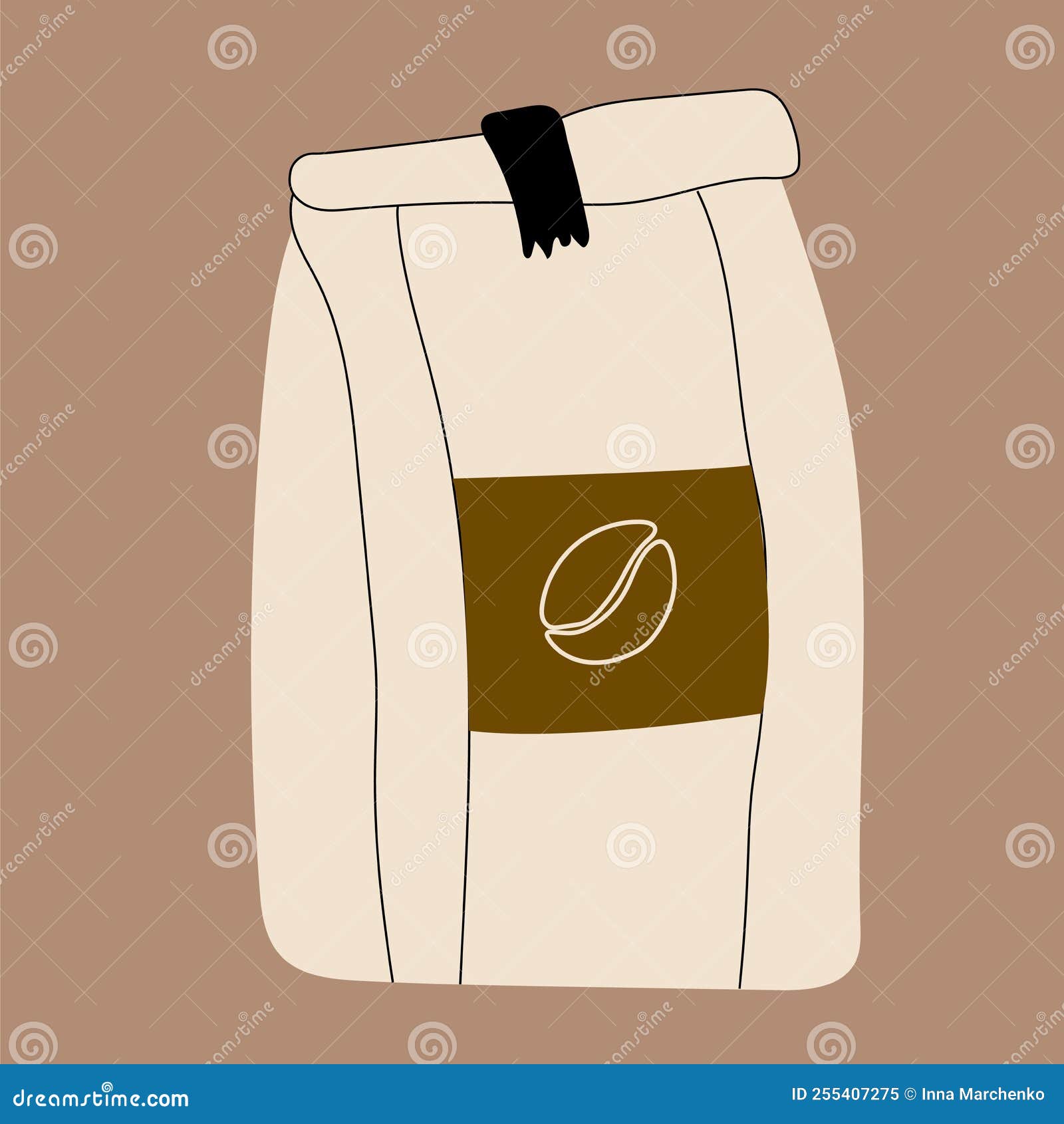 Packaging with Coffee. Hand Drawn Modern Vector Illustration Stock ...