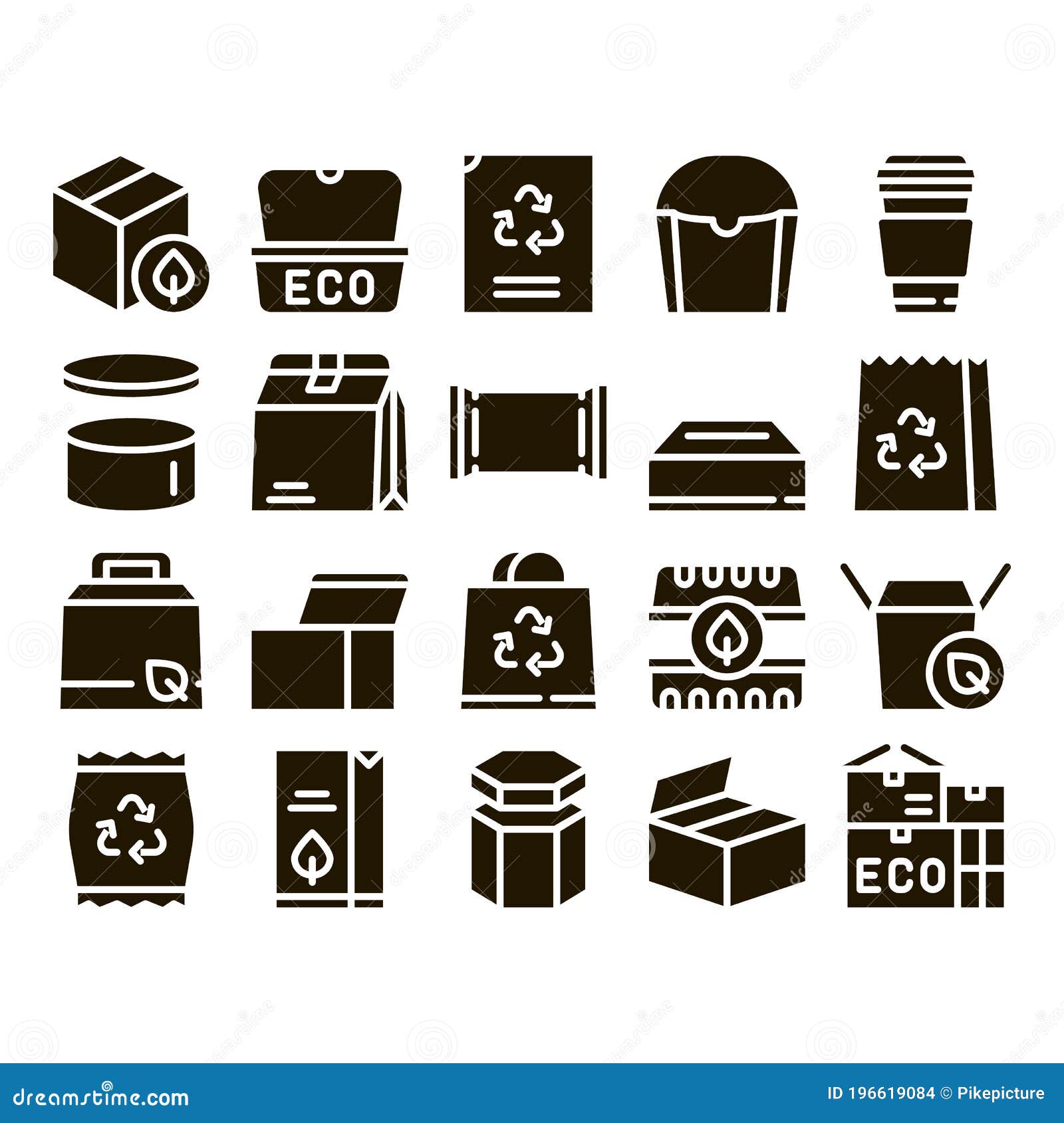Packaging Collection Elements Vector Icons Set Stock Vector ...